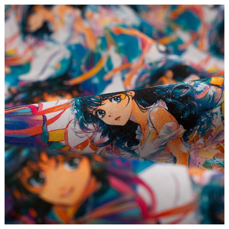 Tela de popelín rostros manga | Algodón estampado digital
